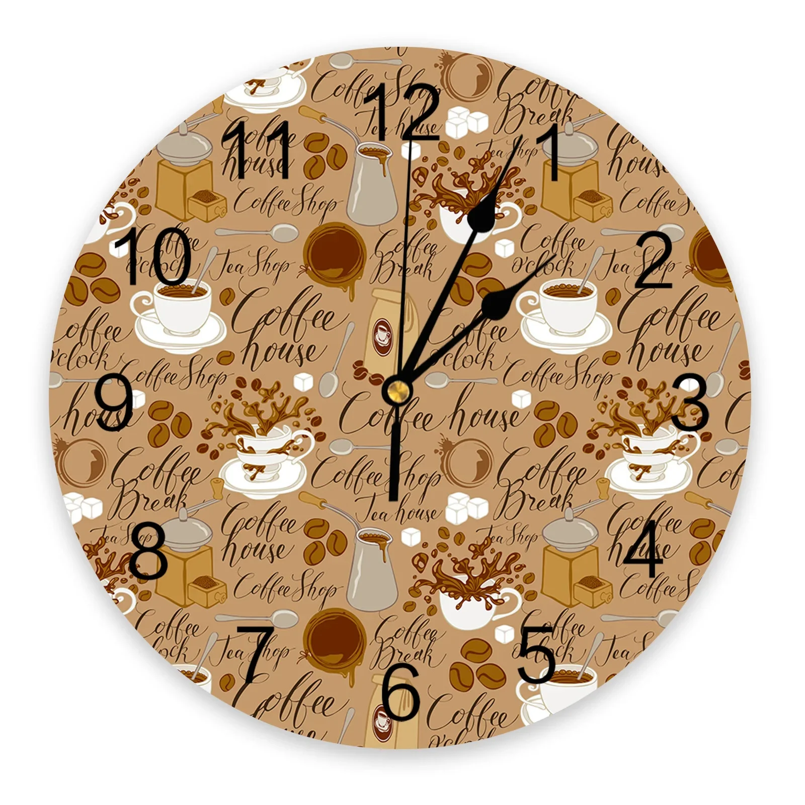 Coffee Coffee Beans Coffee Cups Bedroom Wall Clock Large Modern Kitchen ...