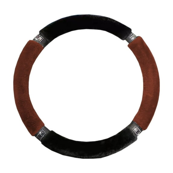 Coffee Coffee Color Faux Fur Steering Wheel Cover With Rhinestone ...
