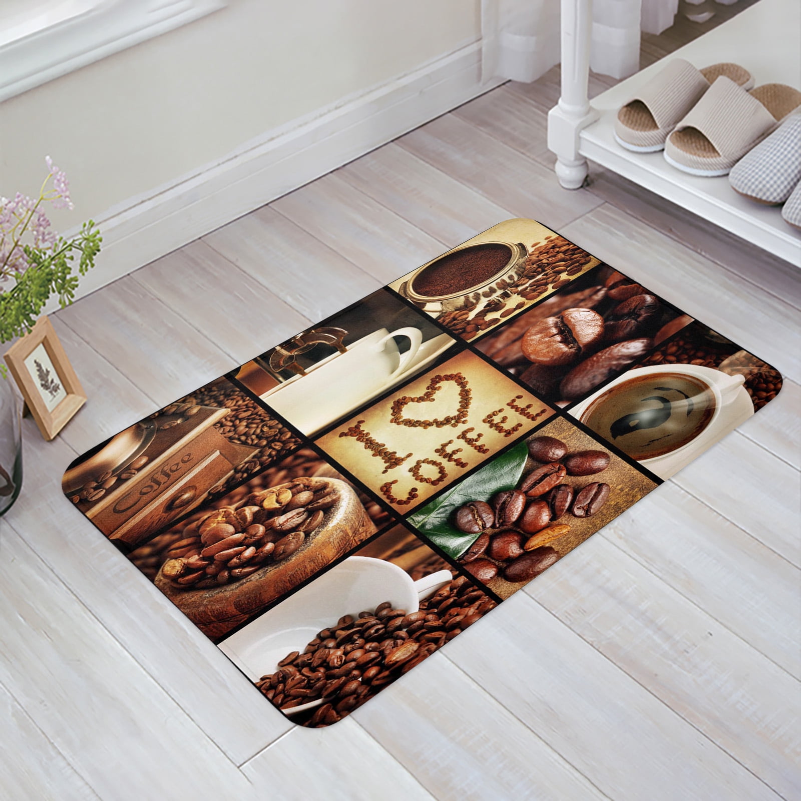 Coffee Collage Coffee Beans Cup Floor Mat Kitchen Bedroom Decor Carpet ...