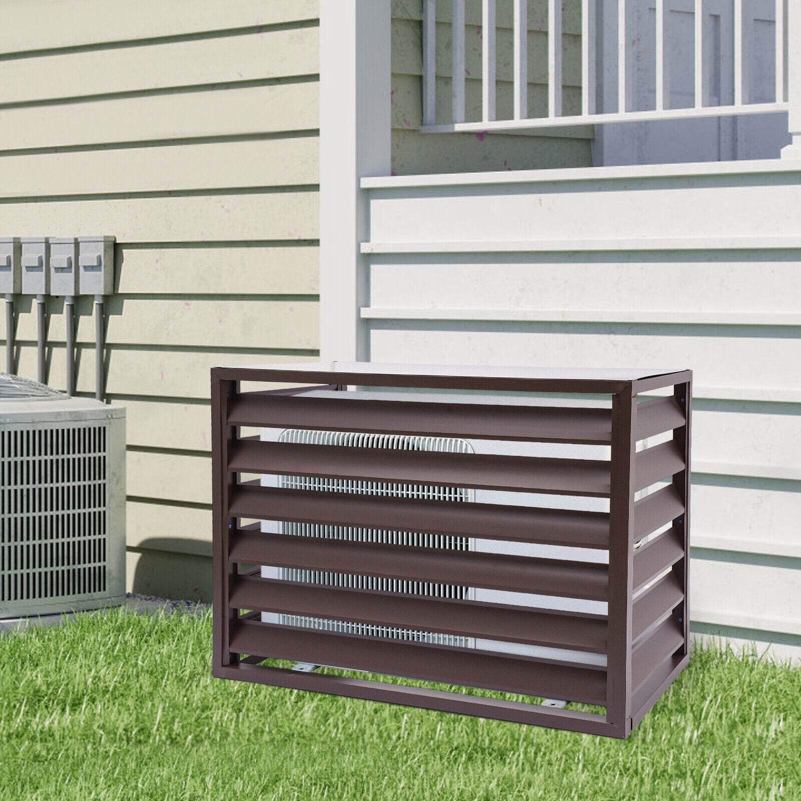 Coffee Color Air Conditioner Fence Screen, Air Conditioner Privacy ...