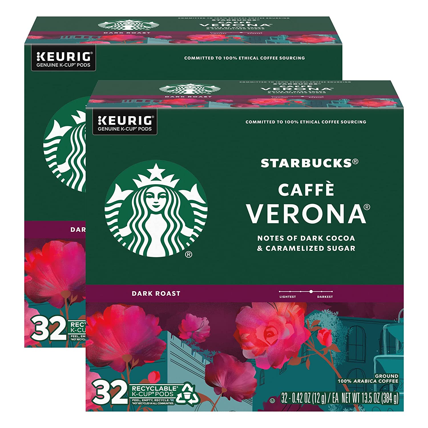 Coffee Company Caffe Verona Coffee K-Cup Pods, Dark Roast Ground Coffee ...