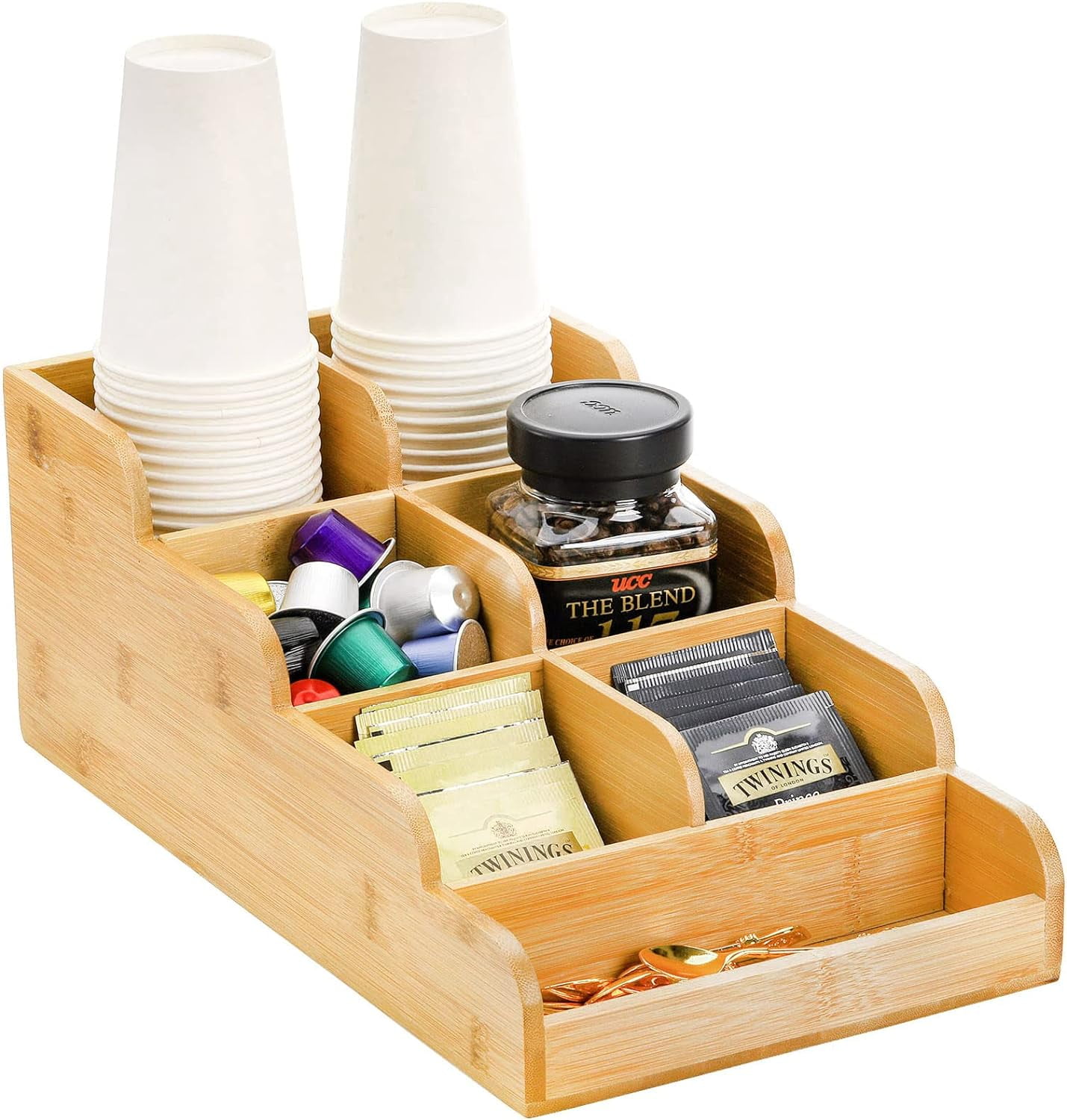 Coffee Condiment Organizer, Coffee Station Organizer, Bamboo Coffee Bar ...