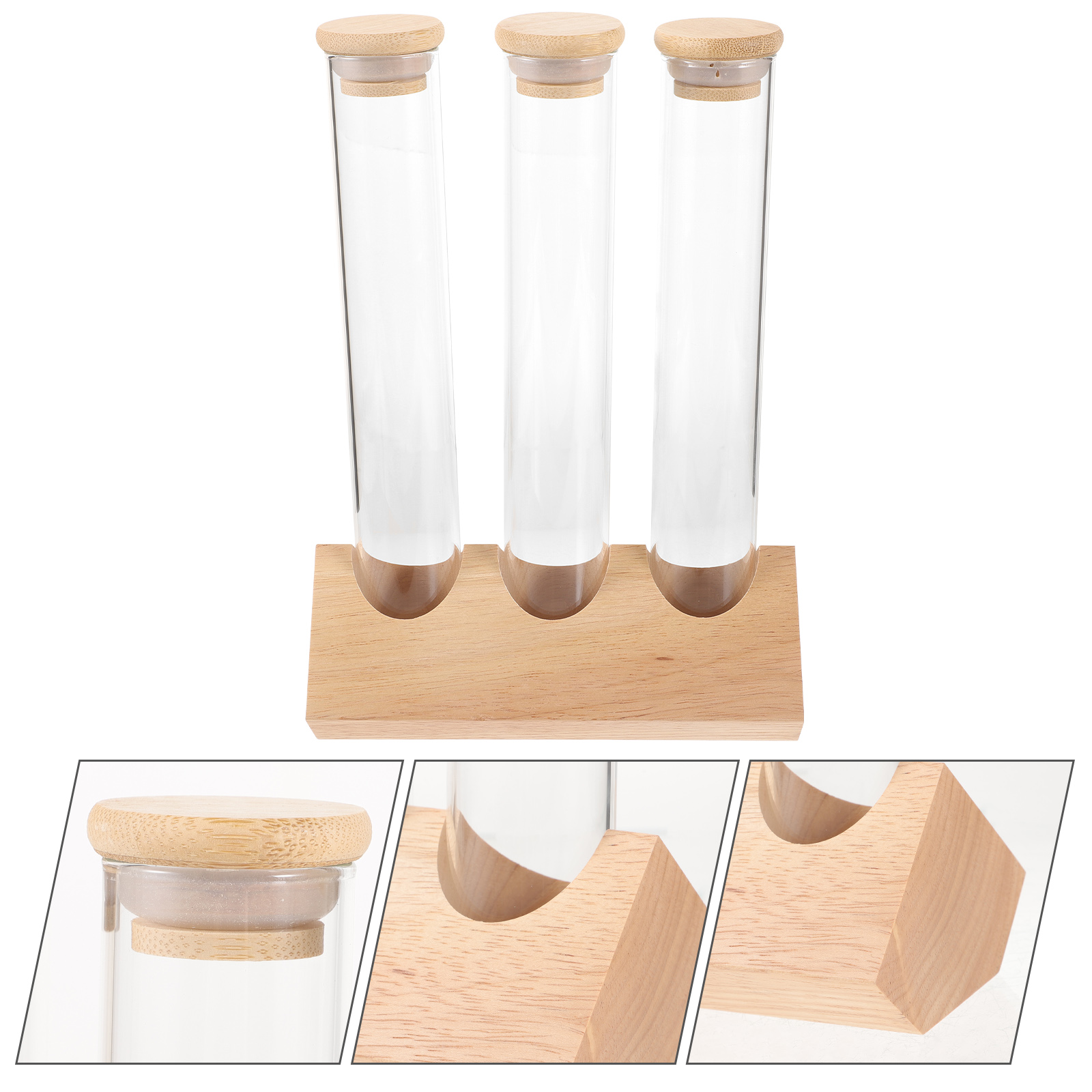PartyKindom Coffee Bean Display Rack Wooden Shelf Transparent 1 Set (1 ...