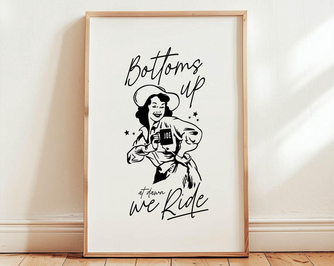 Coffee Cowgirl Wall Art Coffee Bar Decor Wild Western Coffee Print Bar ...