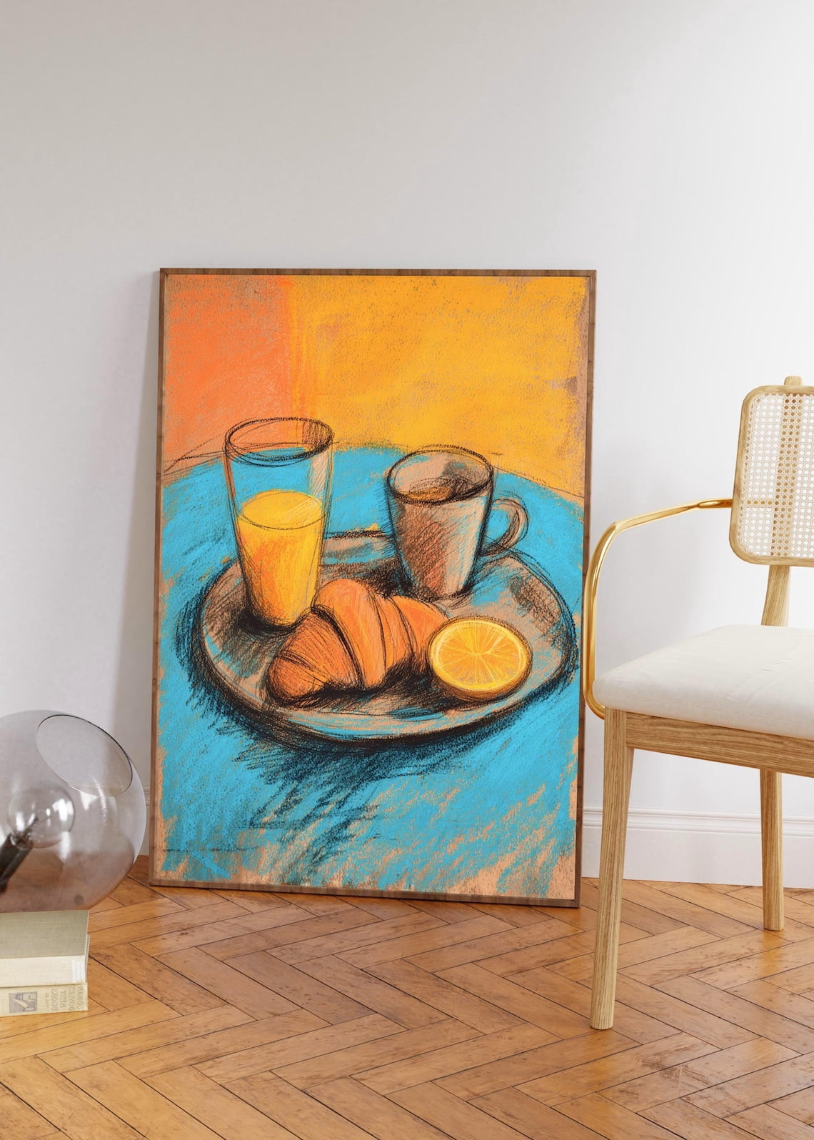 Coffee Croissant Breakfast Illustration Cafe Still Life Poster Unframed ...