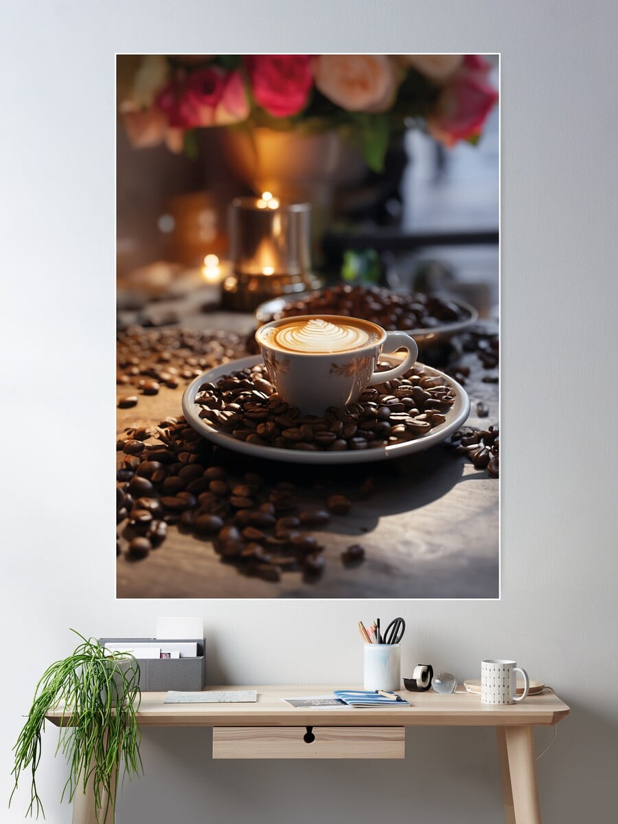 Coffee Cup Beans Portrait Format Poster Or Wall Art Poster Wall Art ...