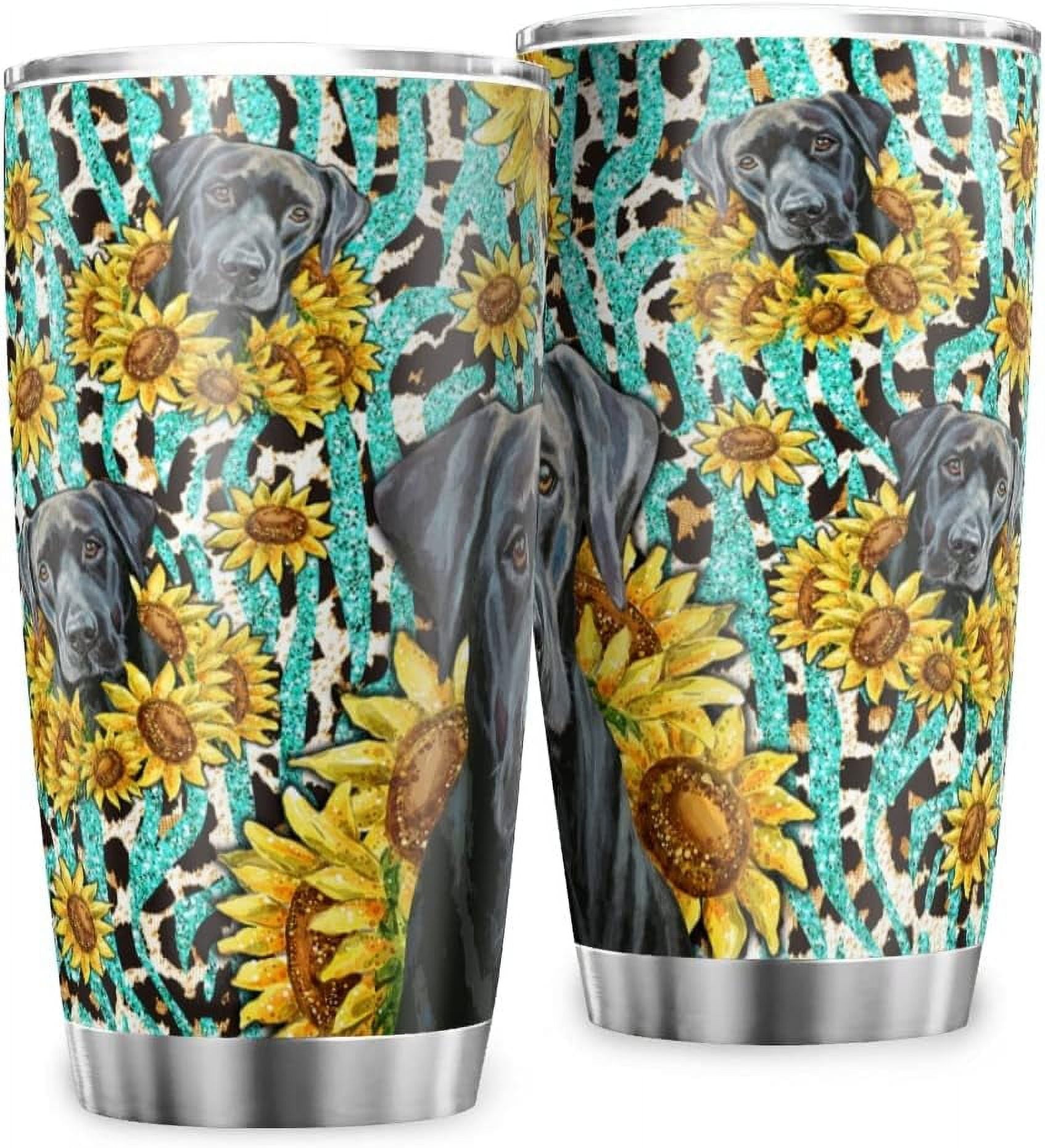 Coffee Cup Black Labrador Retriever Leopard Sunflower Stainless Steel ...