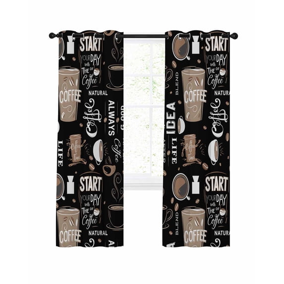 Coffee Cup Blackout Curtains 72 Inch Length Coffee Beans Thermal ...