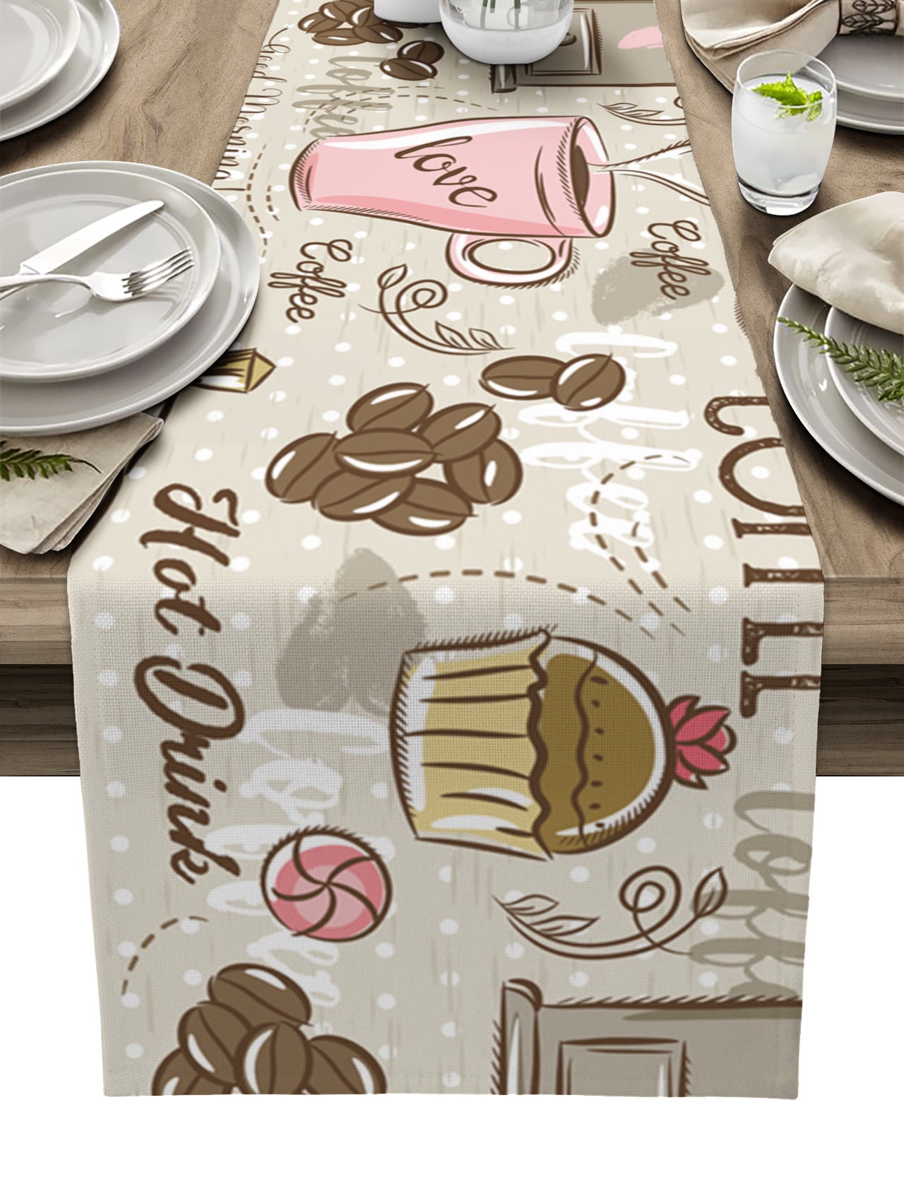Coffee Cup Cake Dessert Table Runner Wedding Party r Modern Coffee Dining Luxury Table ration ...