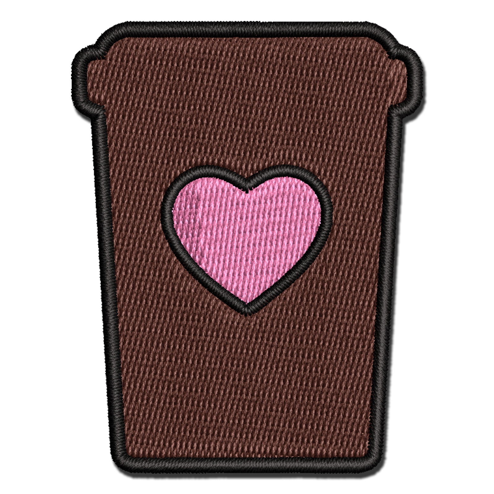 Coffee Cup Carafe with Heart Applique Multi-Color Embroidered Iron-On ...