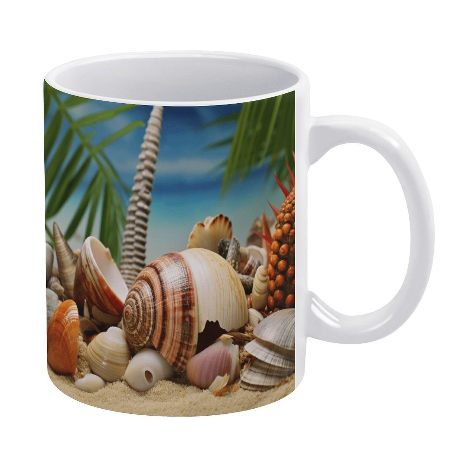 Coffee Cup Ceramic - Couple Coffee Cup Gift, Tea Cup, 11 Oz Seashell On ...