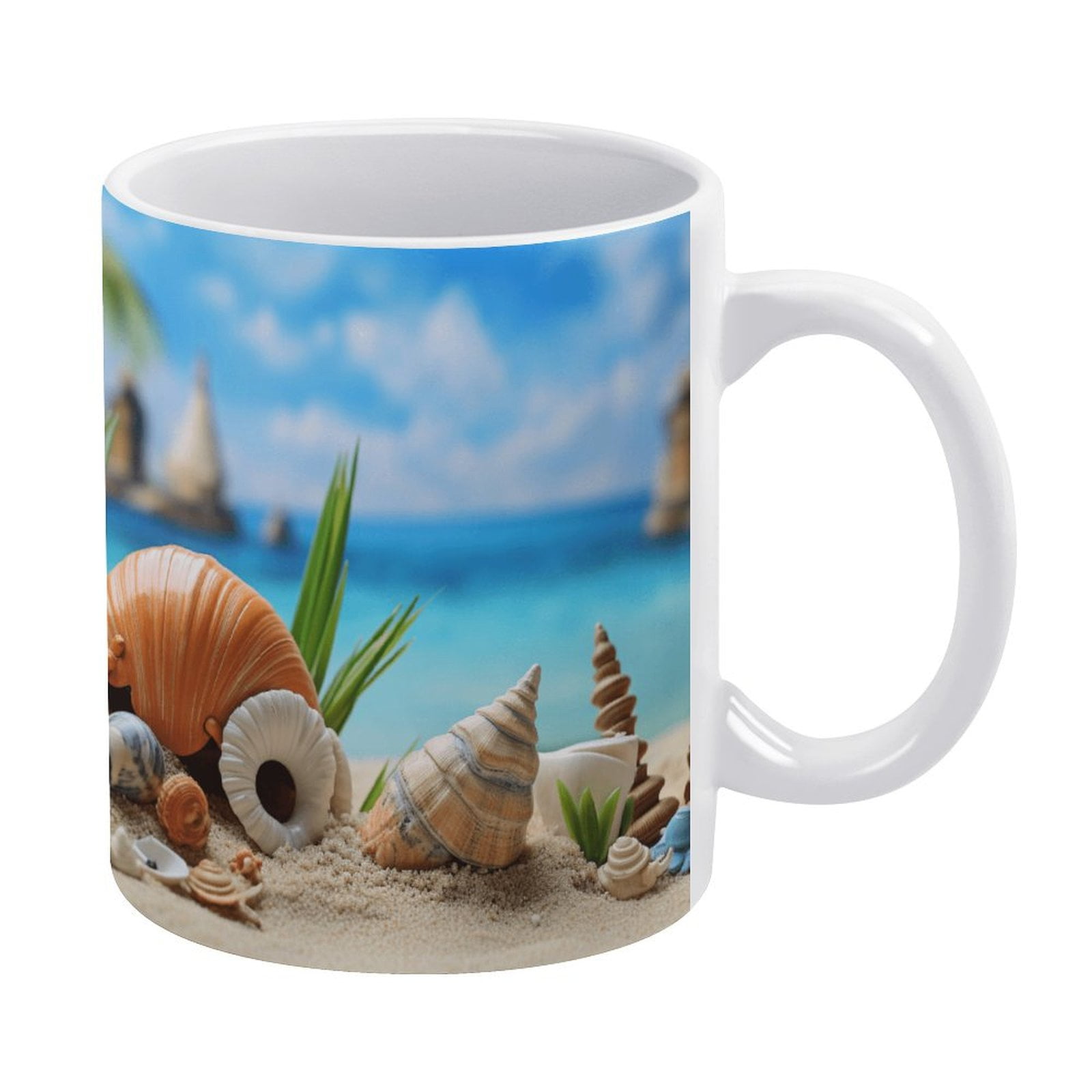 Coffee Cup Ceramic - Couple Coffee Cup Gift, Tea Cup, 11 Oz Seashell On ...