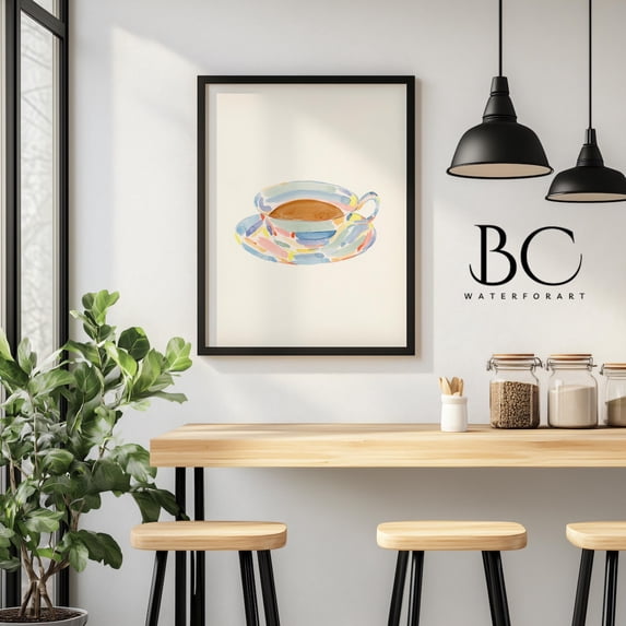 Coffee Cup Chinoiserie Kitchen Wall Decoration, Unframed Paper Poster ...