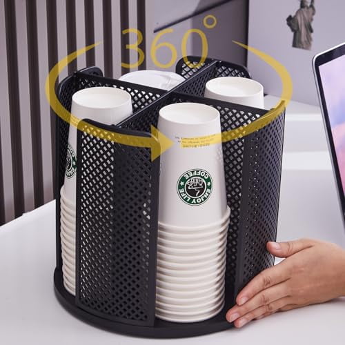 Coffee Cup Dispenser, Disposable Paper Cup and Lid Holder 360 ...