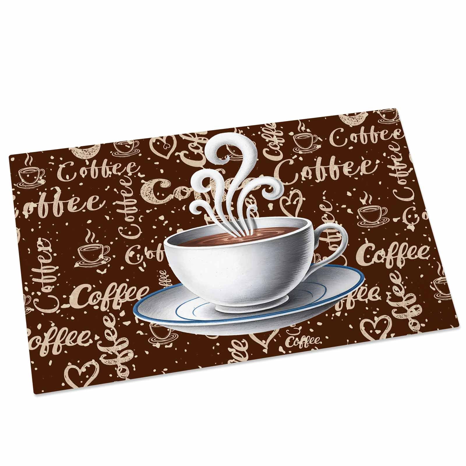 Coffee Cup Door Mat 16x24 Inch Cafe Retro Dark Brown Background Vintage ...