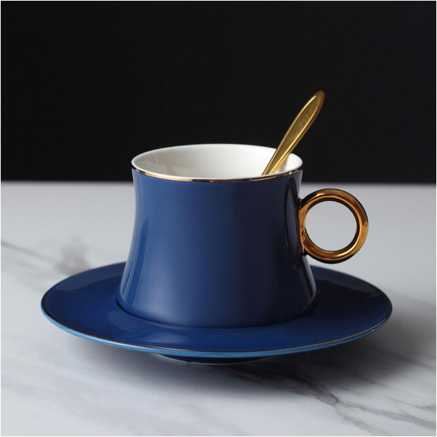 Coffee Cup Elegant Tea Cups and Saucers with Gold Trim and Coffee Spoon ...