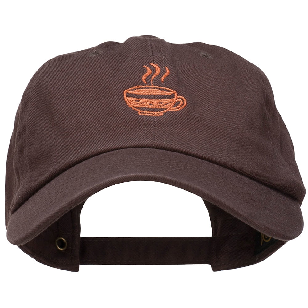 Coffee Cup Embroidered Unstructured Washed Cap - Brown OSFM - Walmart.com