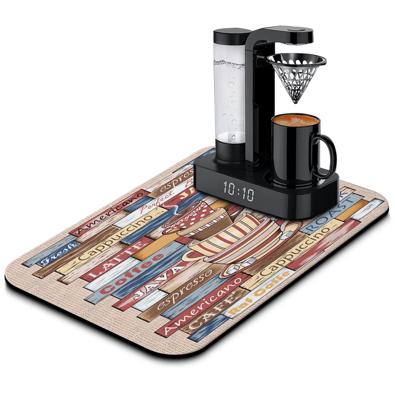 Coffee Cup Farmhouse Design Coffee Bar Mat Accessories for Countertop ...