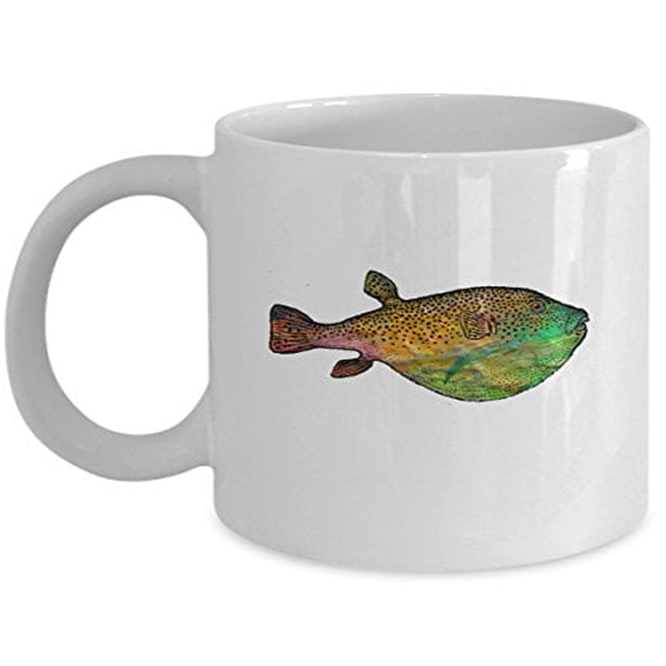 Fishing 11 oz Coffee Mug - Puffer Fish White Ceramic Gift - Walmart.com