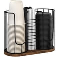 Coffee Cup Holder 18oz 3-compartment Paper Dispenser Rack With Wood ...