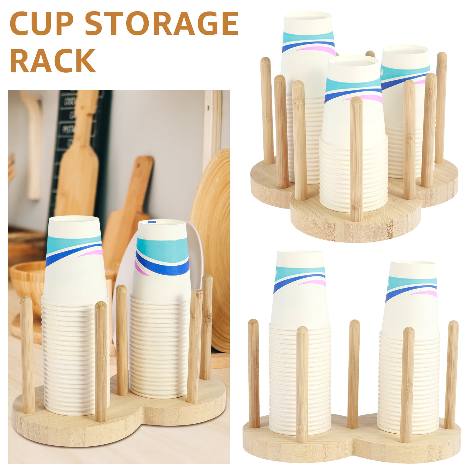 Coffee Cup Holder 2/3 Compartments Bamboo Cups Holder Paper Cup Holder ...