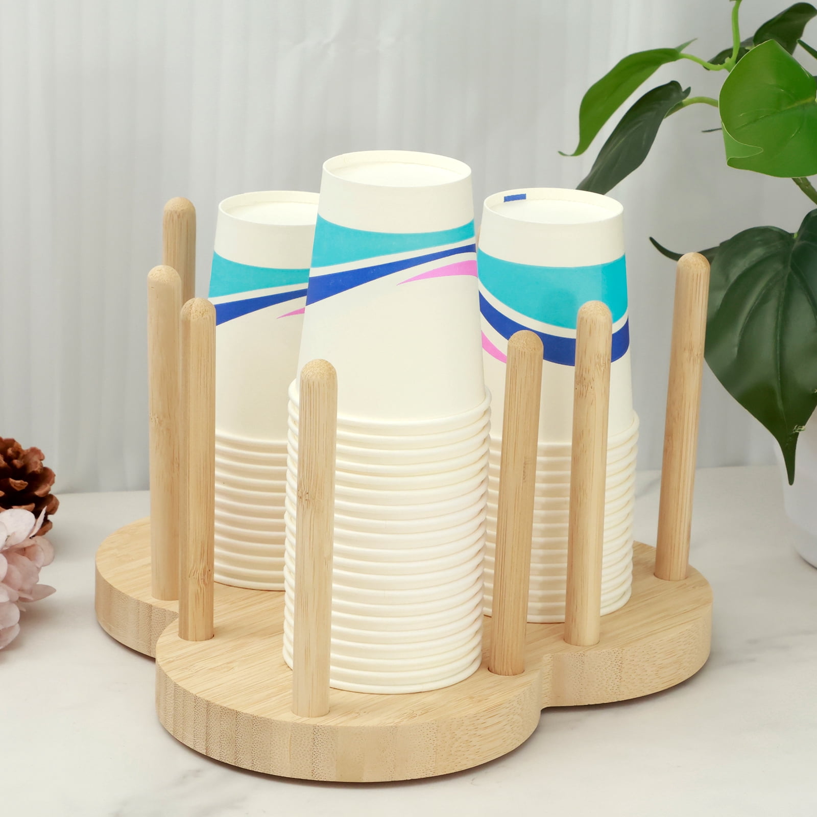 Coffee Cup Holder 2/3 Compartments Bamboo Cups Holder Paper Cup Holder ...
