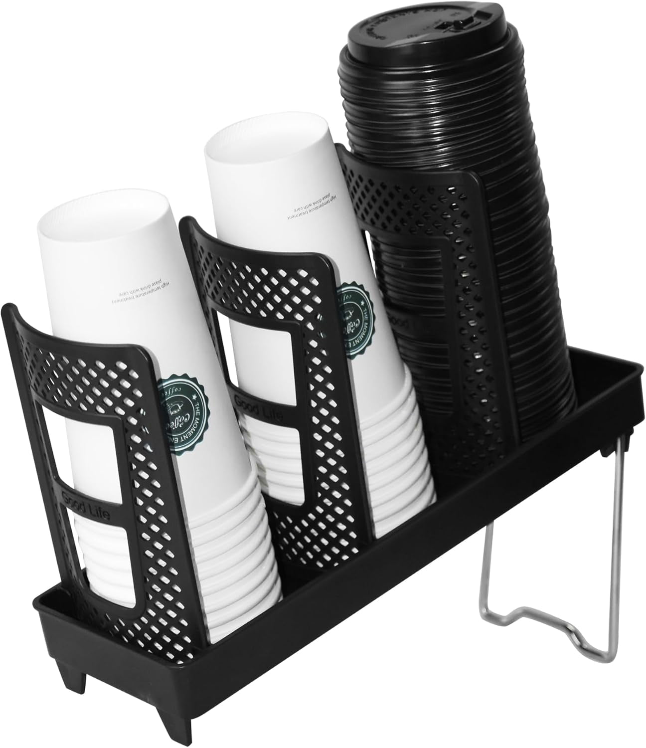 Coffee Cup Holder,Cup and Lid Dispenser with Stand,Disposable Cups ...