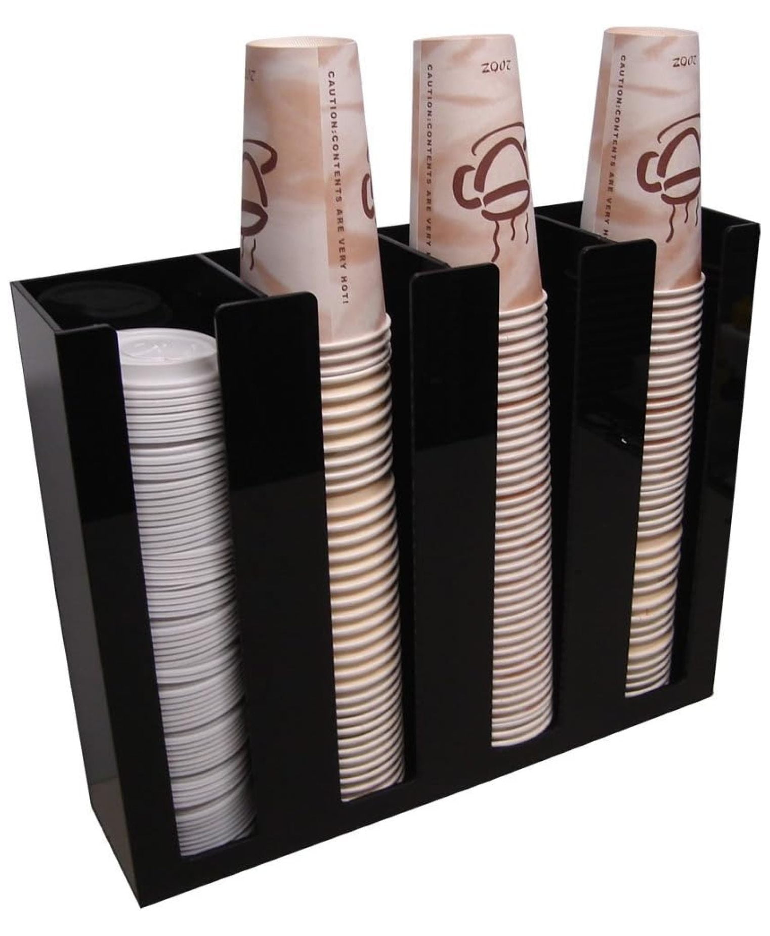 Coffee Cup Lid & Cup Holder Dispenser Organizer - 4 Slot Caddy for ...
