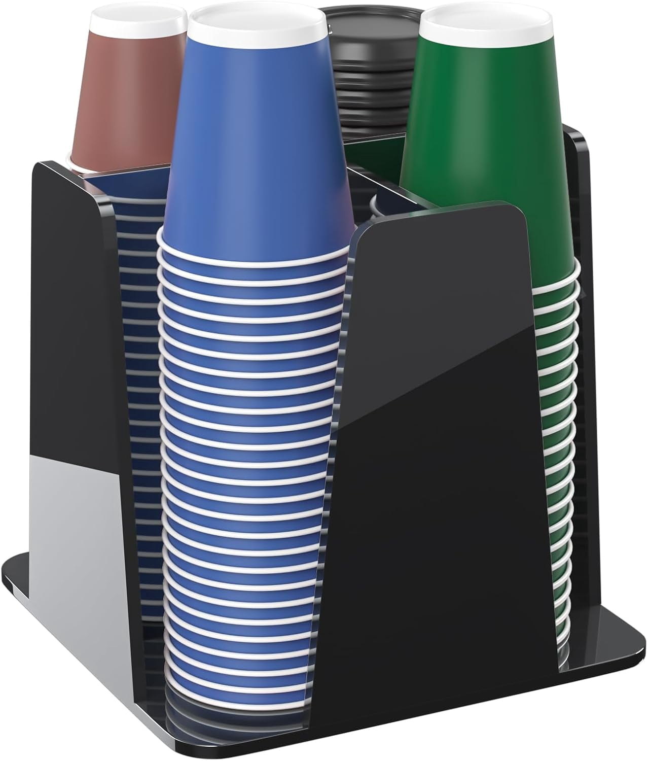 Rotating Coffee Cup Organizer for Countertop, 4 Compartment Acrylic Cup ...
