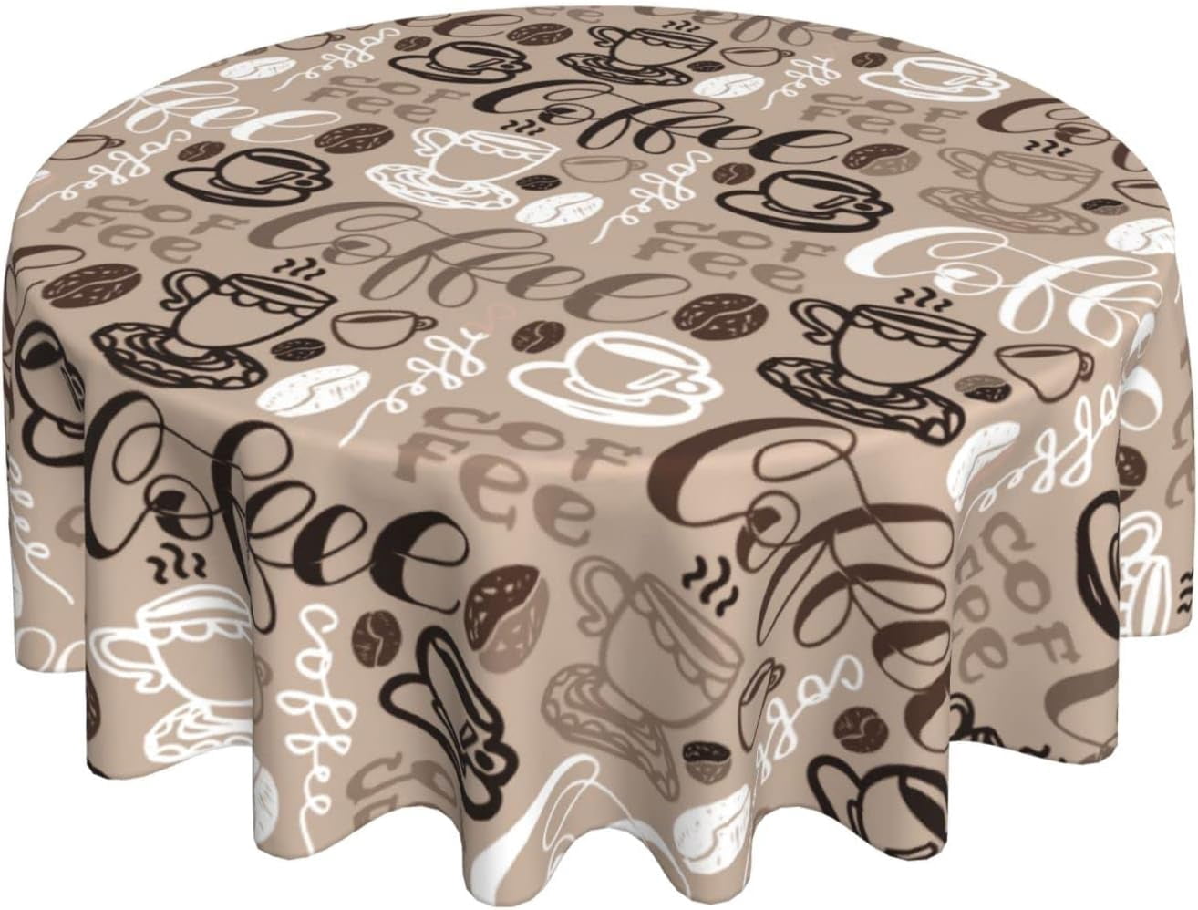Coffee Cup Round Tablecloth 60 Inch for Indoor and Outdoor, Waterproof ...