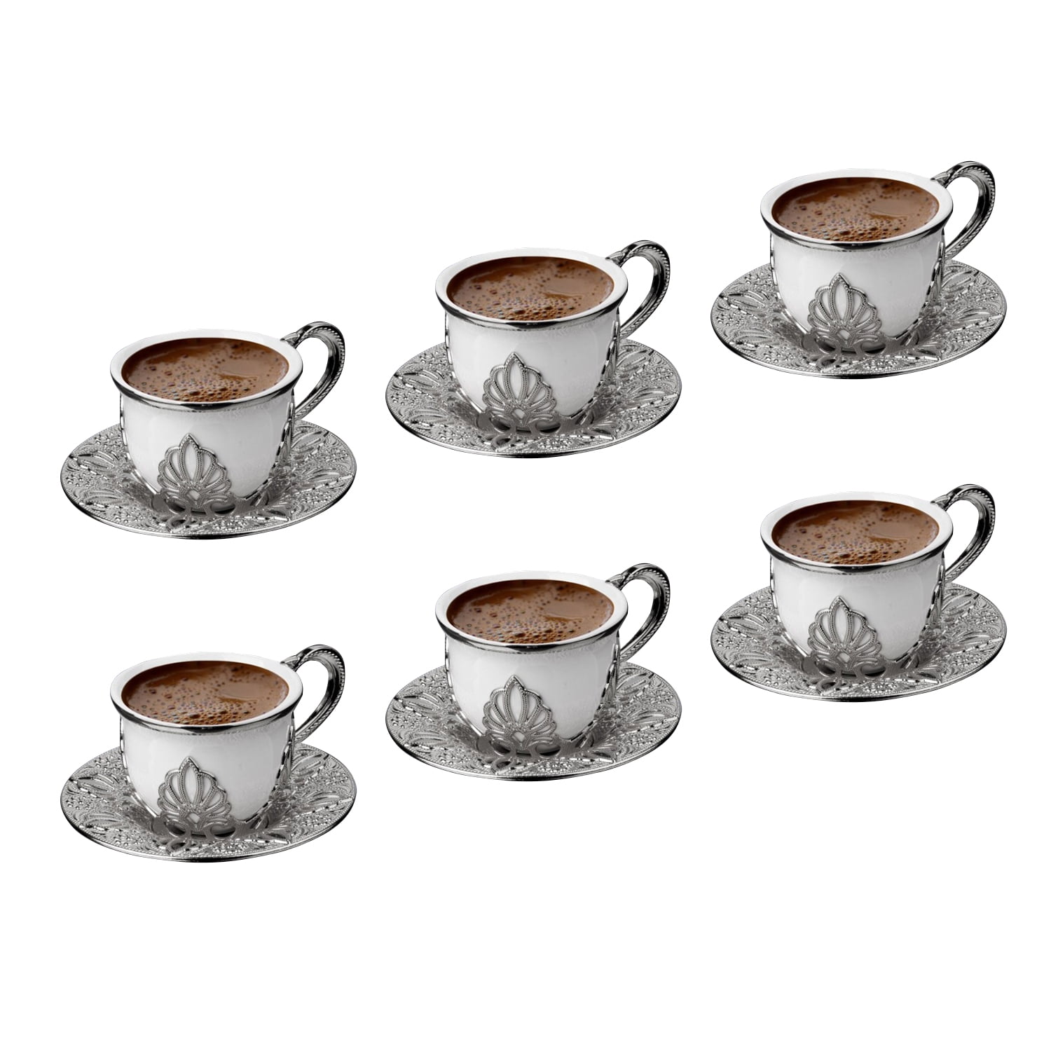 Coffee Cup Set for 6 People, 18-Piece Handcrafted Porcelain Cups with ...