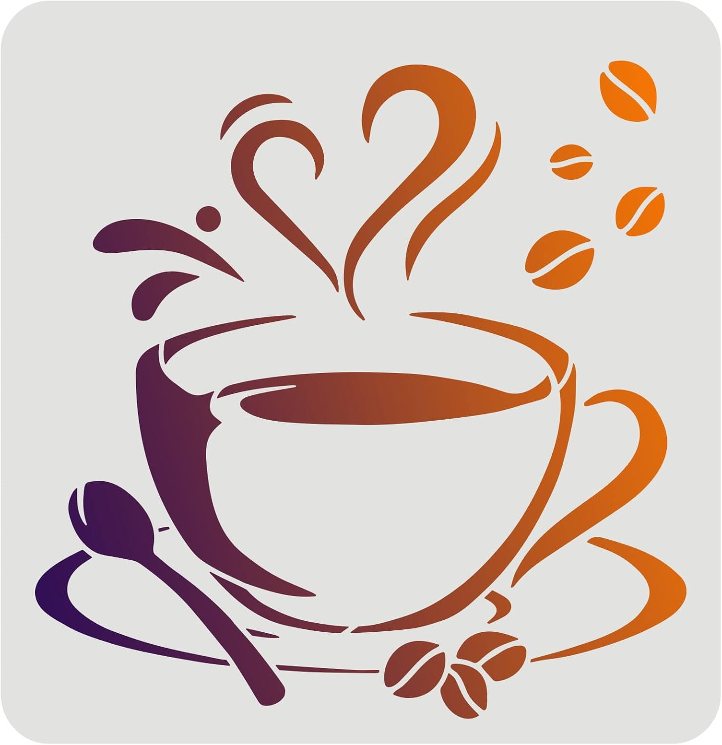 Coffee Cup with Steam Stencil 11.8x11.8inch Reusable Cup of Coffee ...