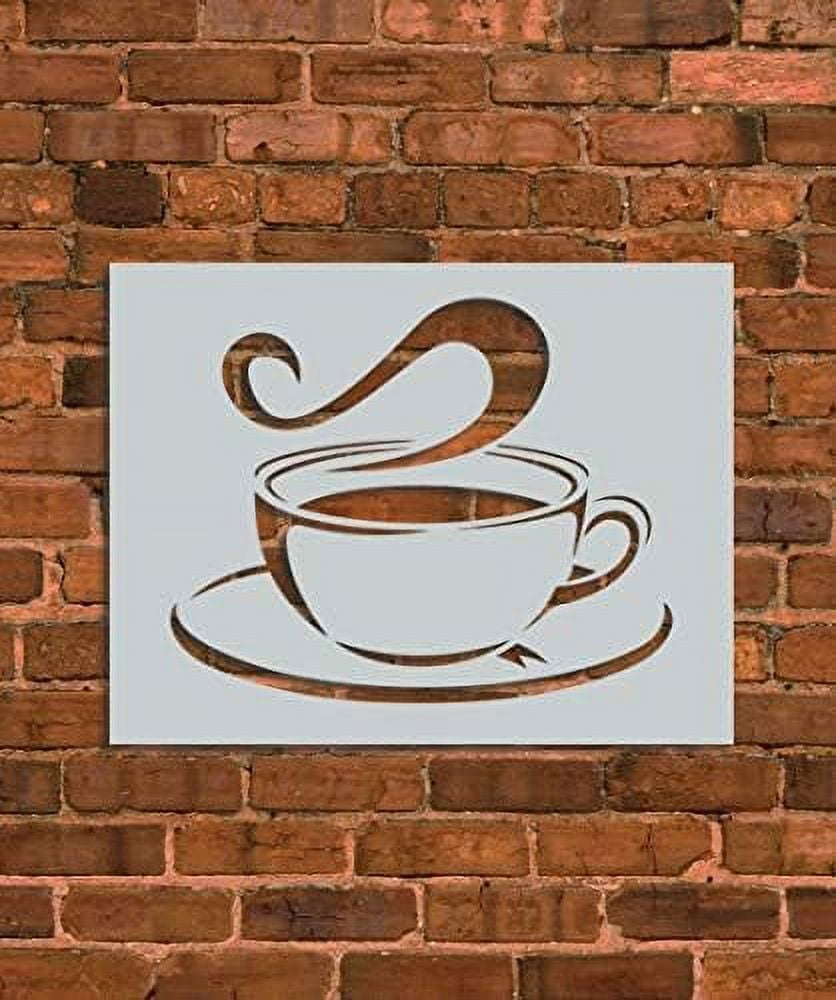 Coffee Cup Tea Cup Stencil Template - Reusable Stencil - (8.5" x 11 ...