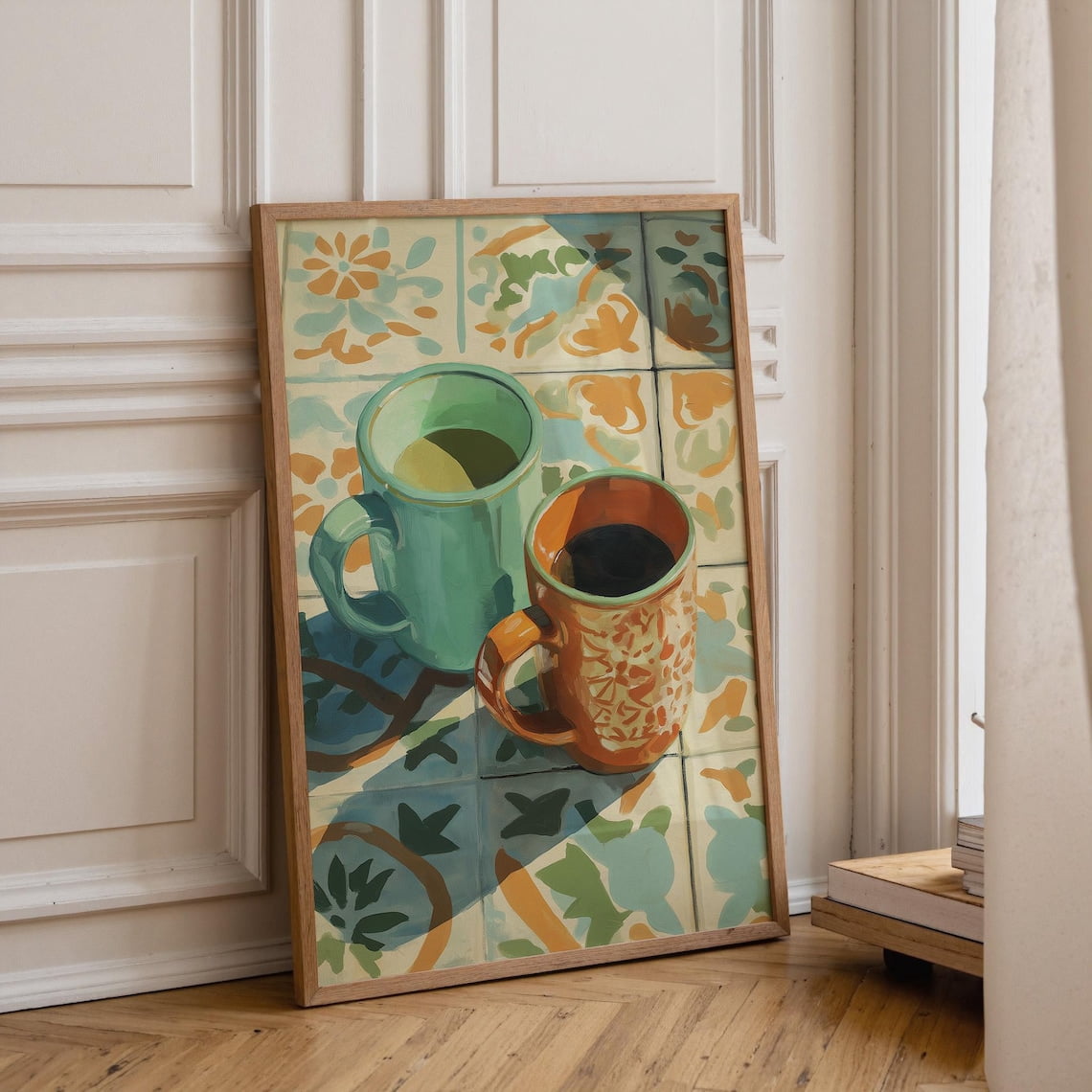 Coffee Cup Tile Kitchen Bar Decor Modern Still Life, Stretched Canvas ...
