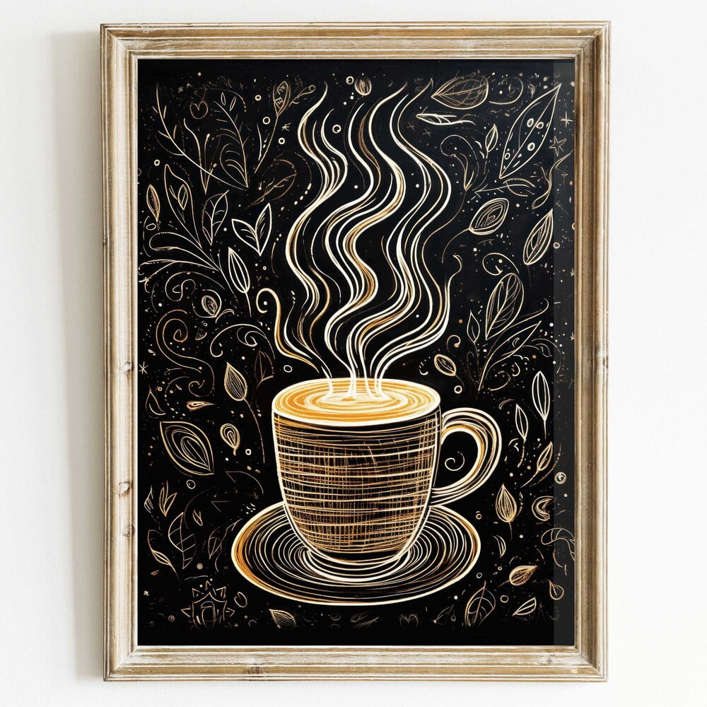 Coffee Cup Wall Art Chalkboard Wall Art Rustic Kitchen Print Good ...