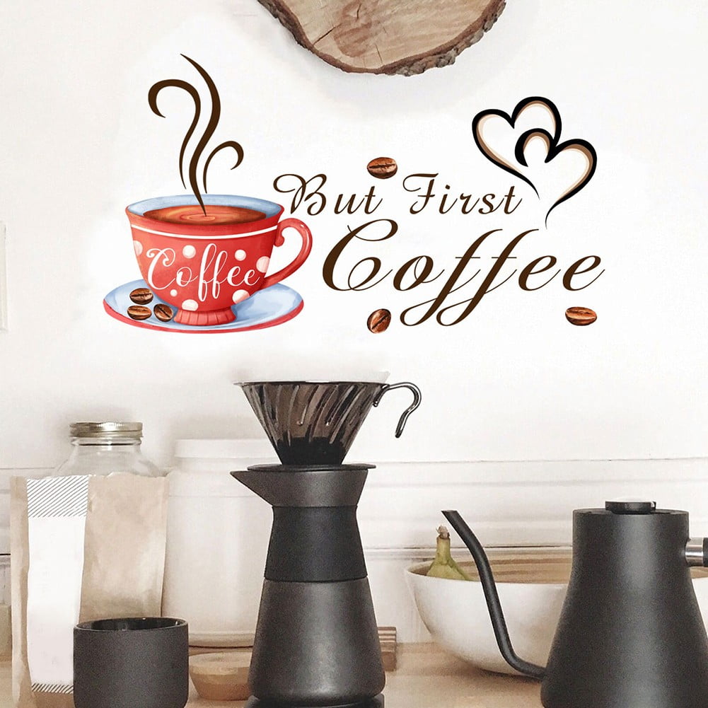 Coffee Cup Wall Stickers Cafe Vinyl Art Decals Pub Decals Bla Kitchen ...