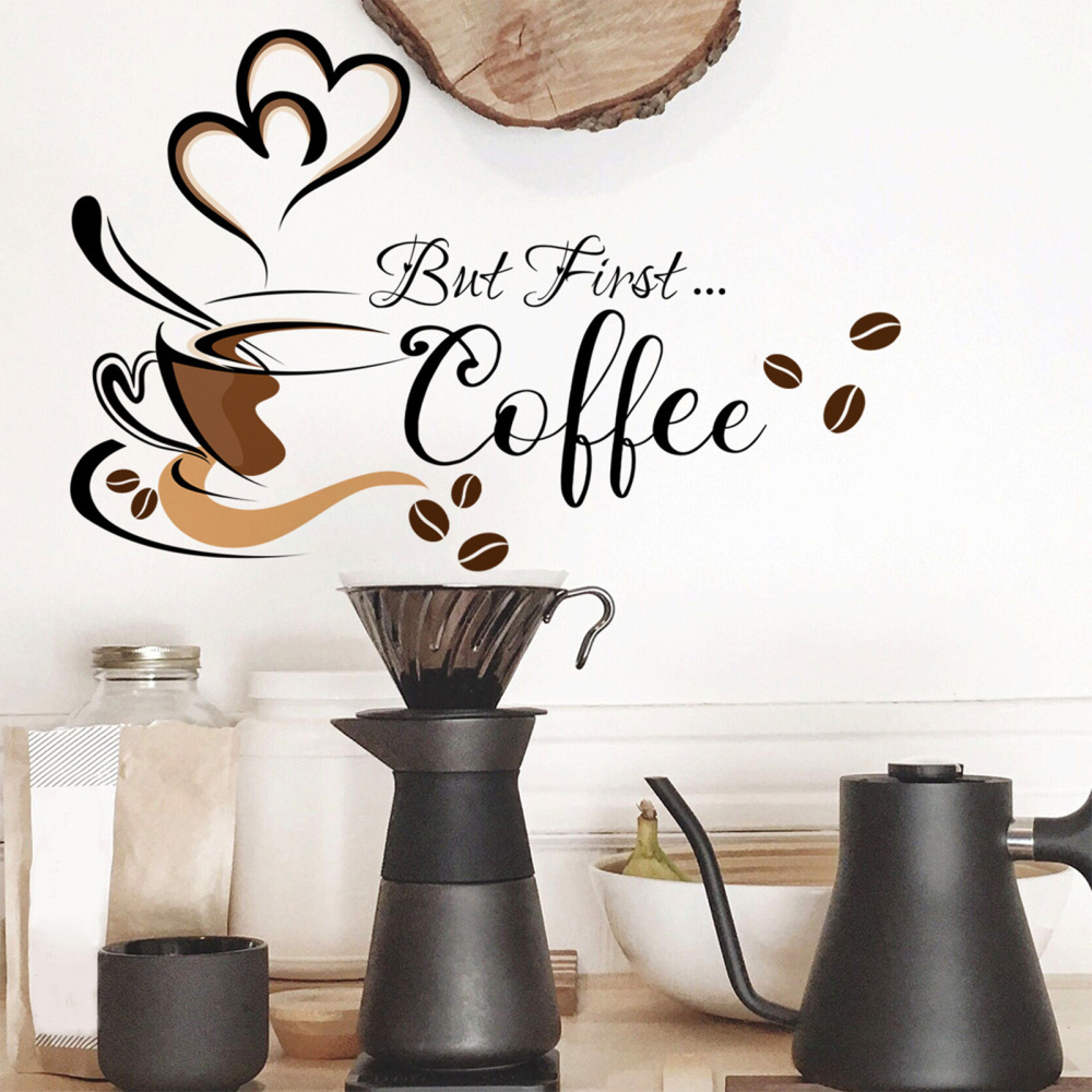 Coffee Cup Wall Stickers Decor Removable DIY PVC Wall Art Decor for ...