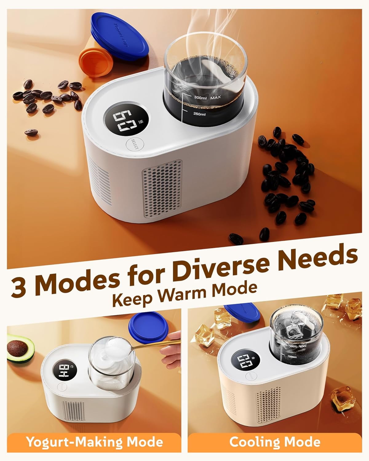 Coffee Cup Warmer,Mini Refrigerator for Wine Chiller,3-In-1 Cup ...