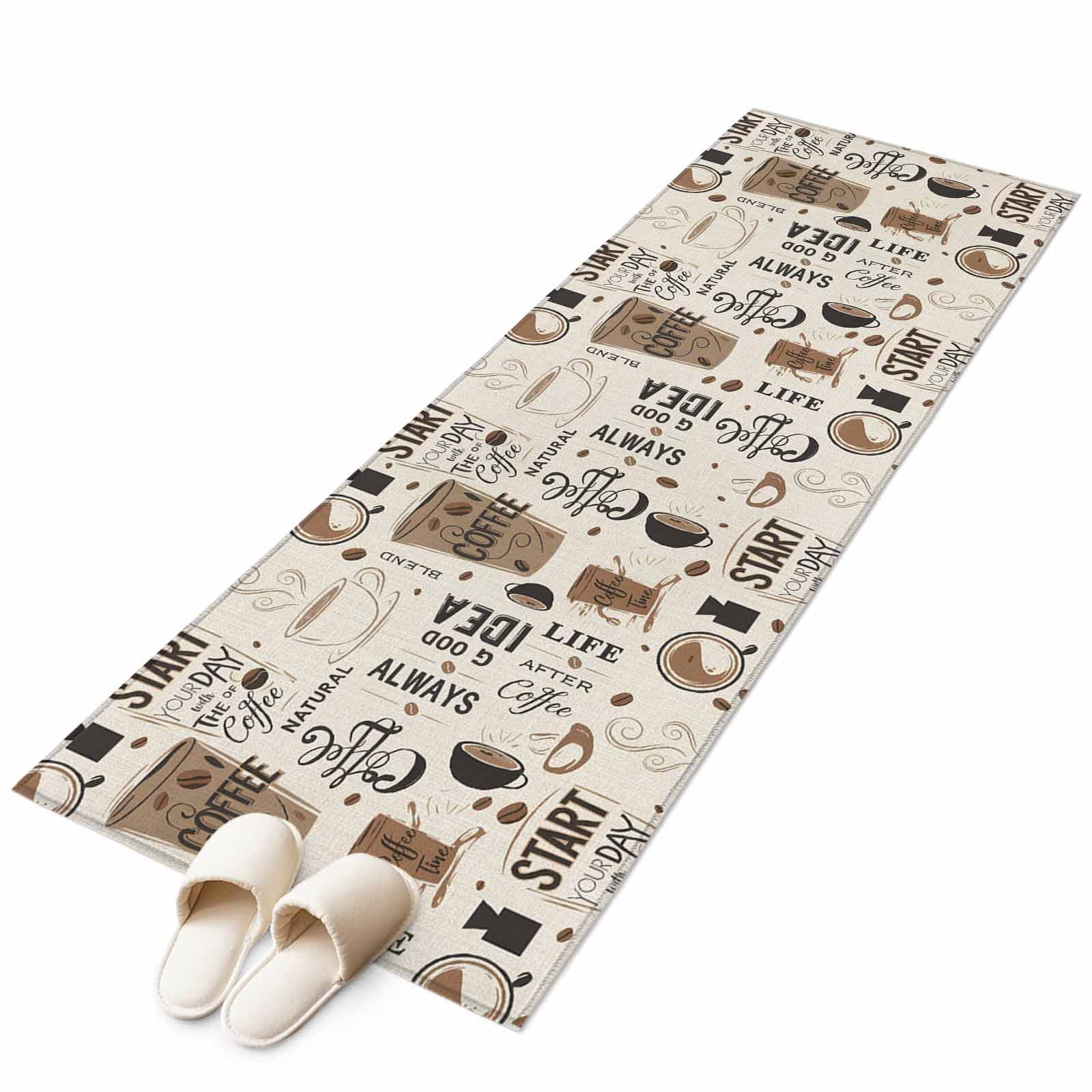 Coffee Cup Washable Area Rug 2x6ft Coffee Beans Linen Background Soft ...