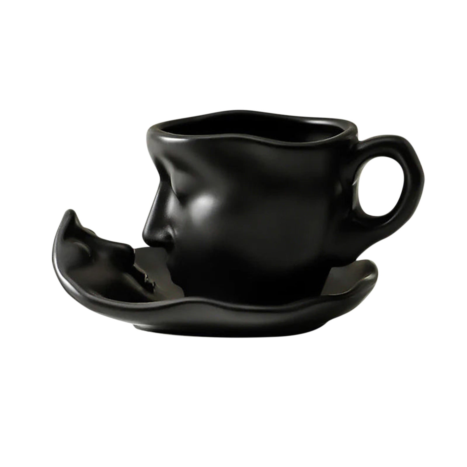 Coffee Cup and Saucer 8.8 oz Handmade Kissing Coffee Mug Set with Spoon ...