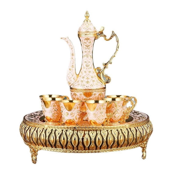 Coffee Cup and Teapot Set, Vintage Turkish Tea Set with 6 Tea Cups ...