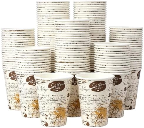 Coffee Cups 12 oz 240 Pack, Leak-Proof Disposable Paper Cups with Retro ...