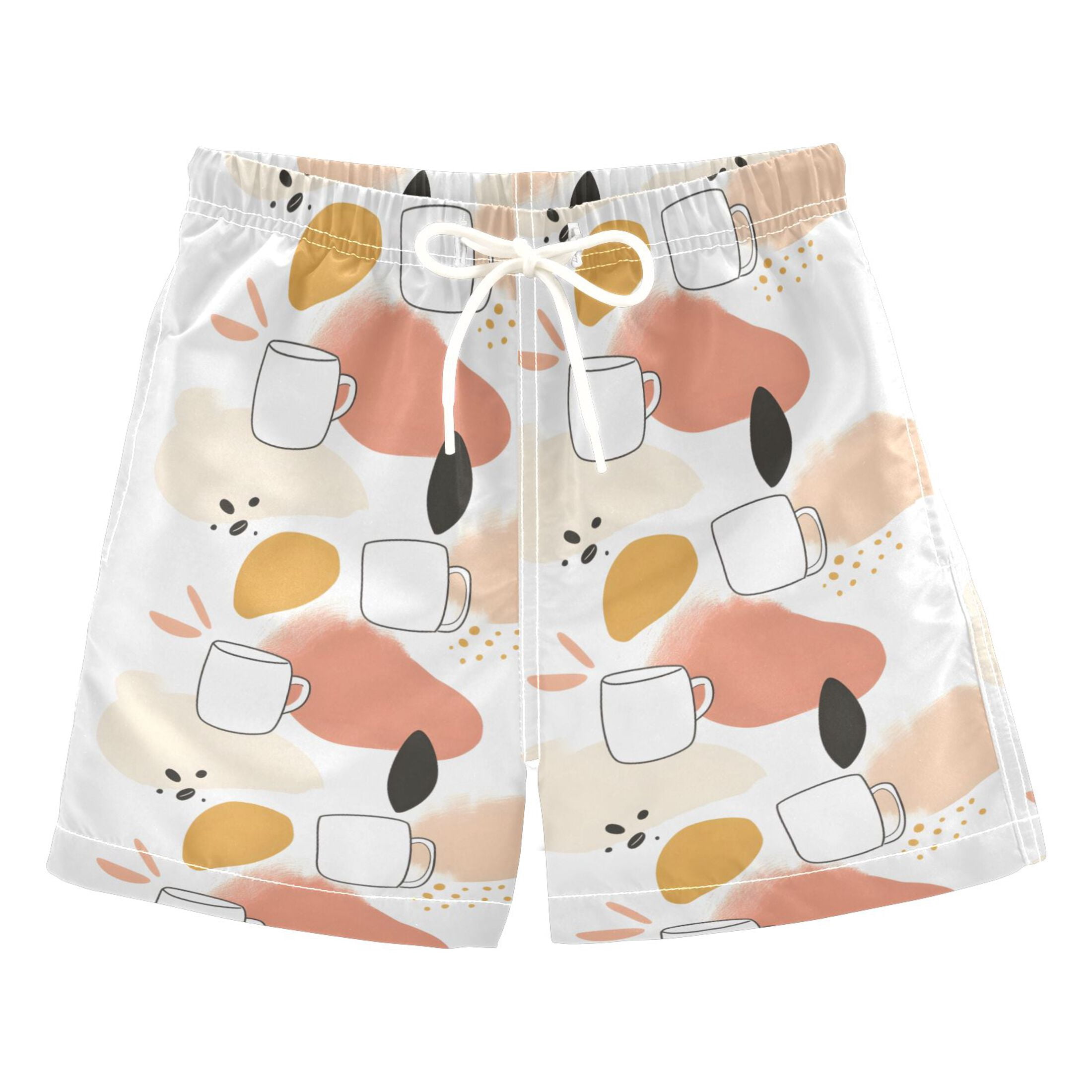 Coffee Cups and Colors Swim Trunks Quick Dry Beach Pool Board Shorts ...