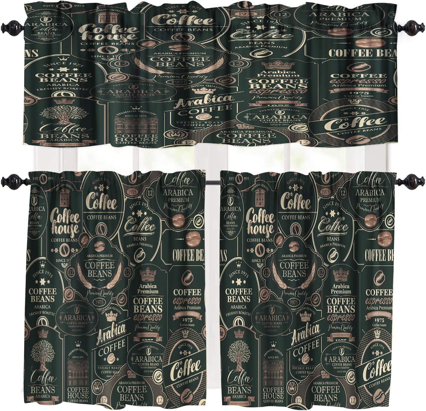 Coffee Curtain Valance, Polyester Window Valances for Bedroom, Rod ...