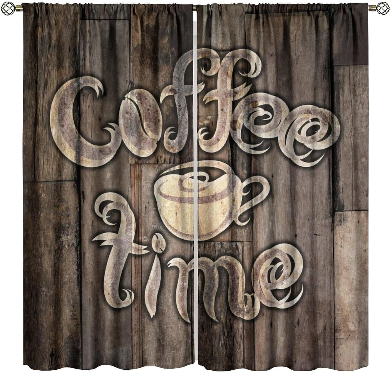Coffee Curtain,Vintage Coffee Wood Art Home Decor Cafe Kitchen Living ...