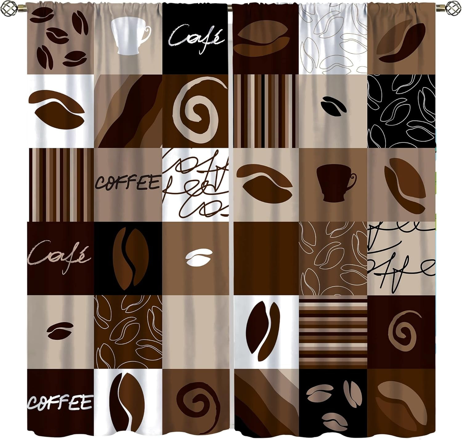 Coffee Curtains for Kitchen Window Treatments, Coffee Theme Latte Tea ...