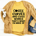 Coffee Curves Cuss Words Tee Black Heather S Peachy Sunday T-Shirt ...