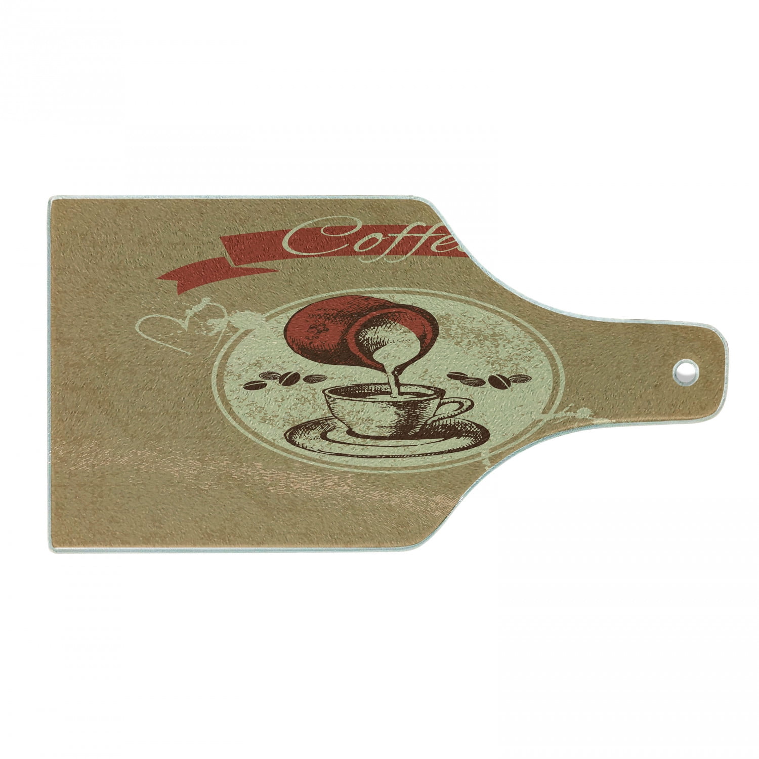 Coffee Cutting Board, Weathered Look Vintage Circle Frame Spilling Milk ...