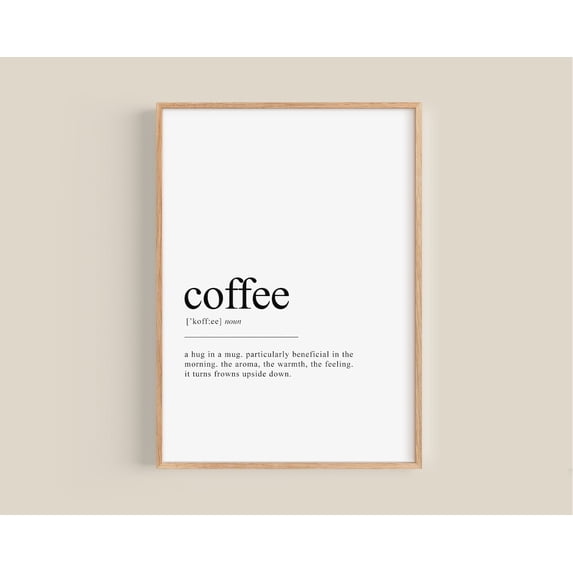 Coffee Definition Minimal Coffee Art, Unframed Paper Print Size 16x24 ...