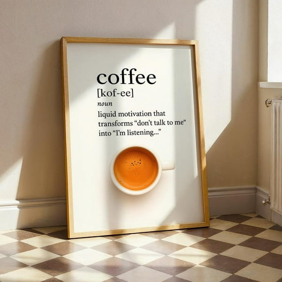Coffee Definition Poster Print, Coffee Quote Wall Art, Minimalist ...
